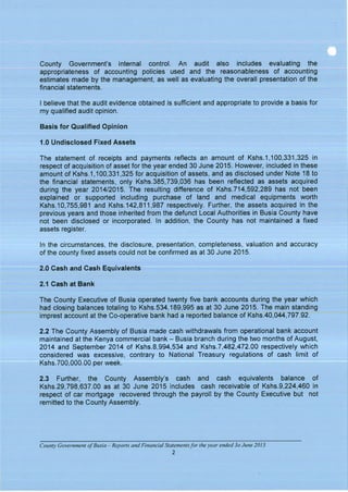 Busia County Audit Report 2014/15 | PDF
