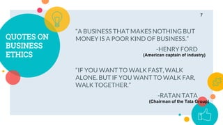 Role Of Ethics; Values And Morality In Business Management | PPTX