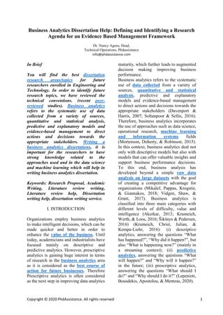 Business Analytics Dissertation Help: Defining And Identifying A ...