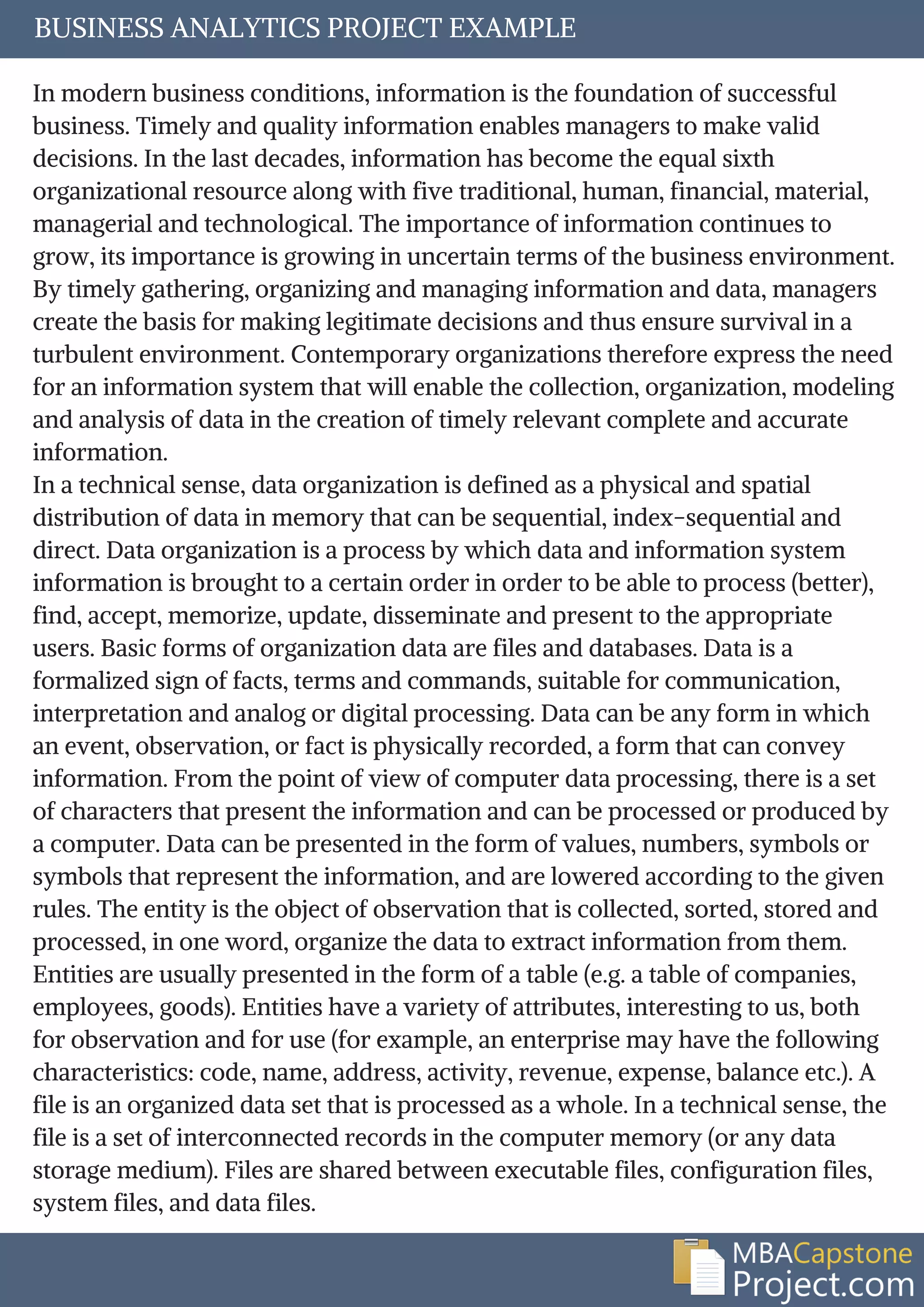 Business Analytics Project Example | PDF