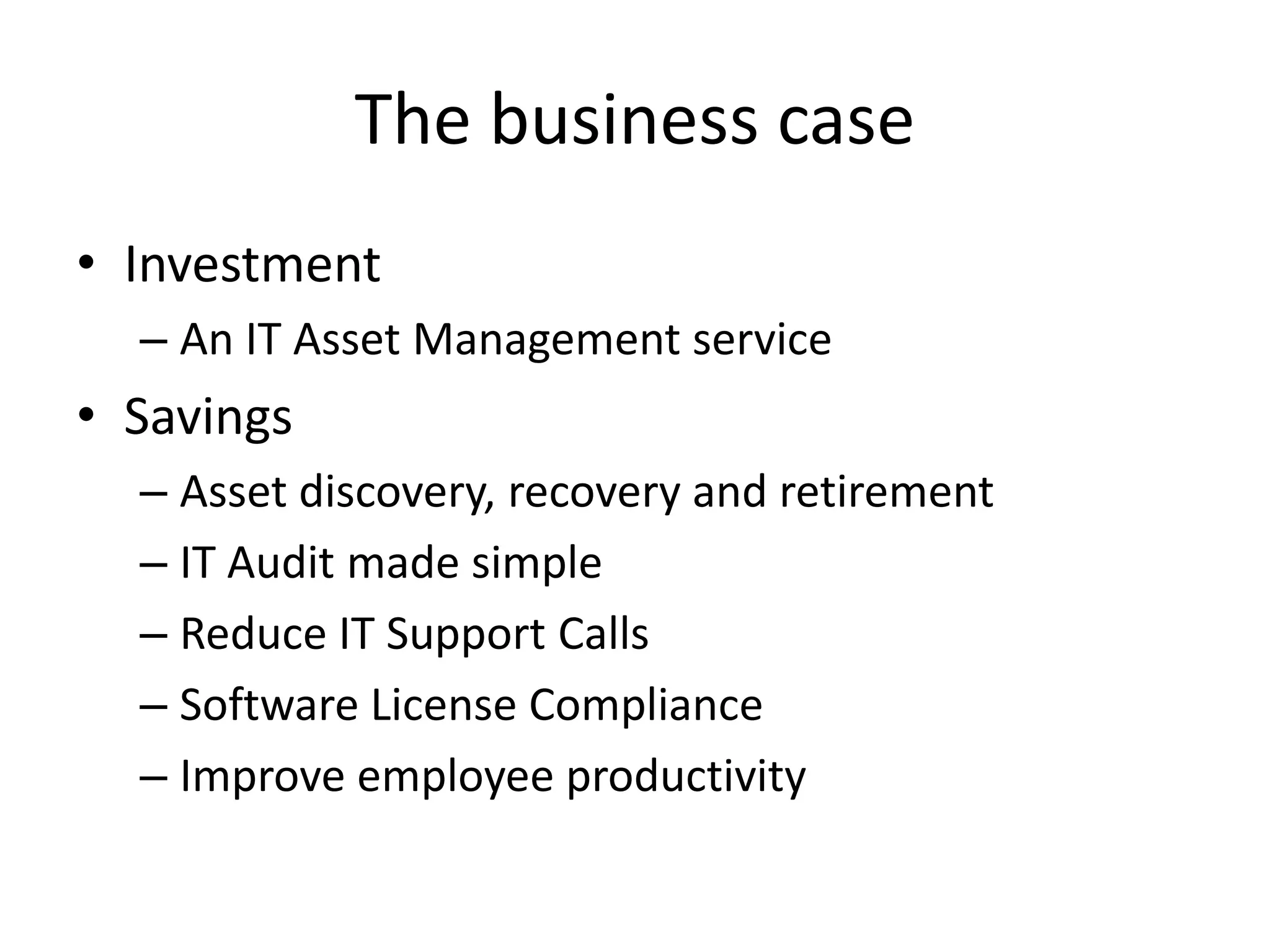 Business Case For IT Asset Management | PDF