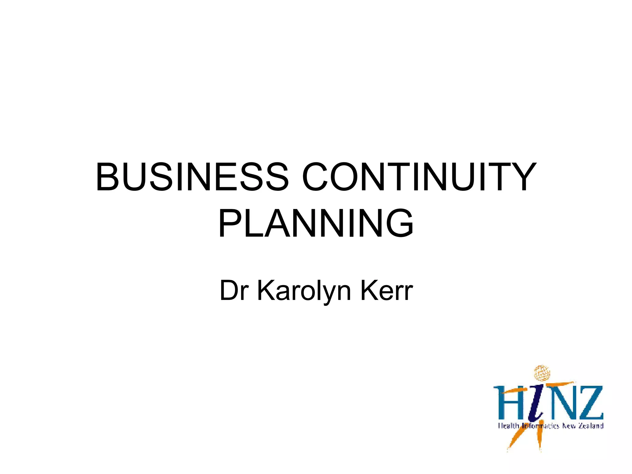 BUSINESS CONTINUITY PLANNING | PPT