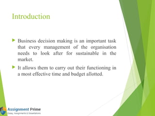 Sample of Business Decision Making Assignment | PPT