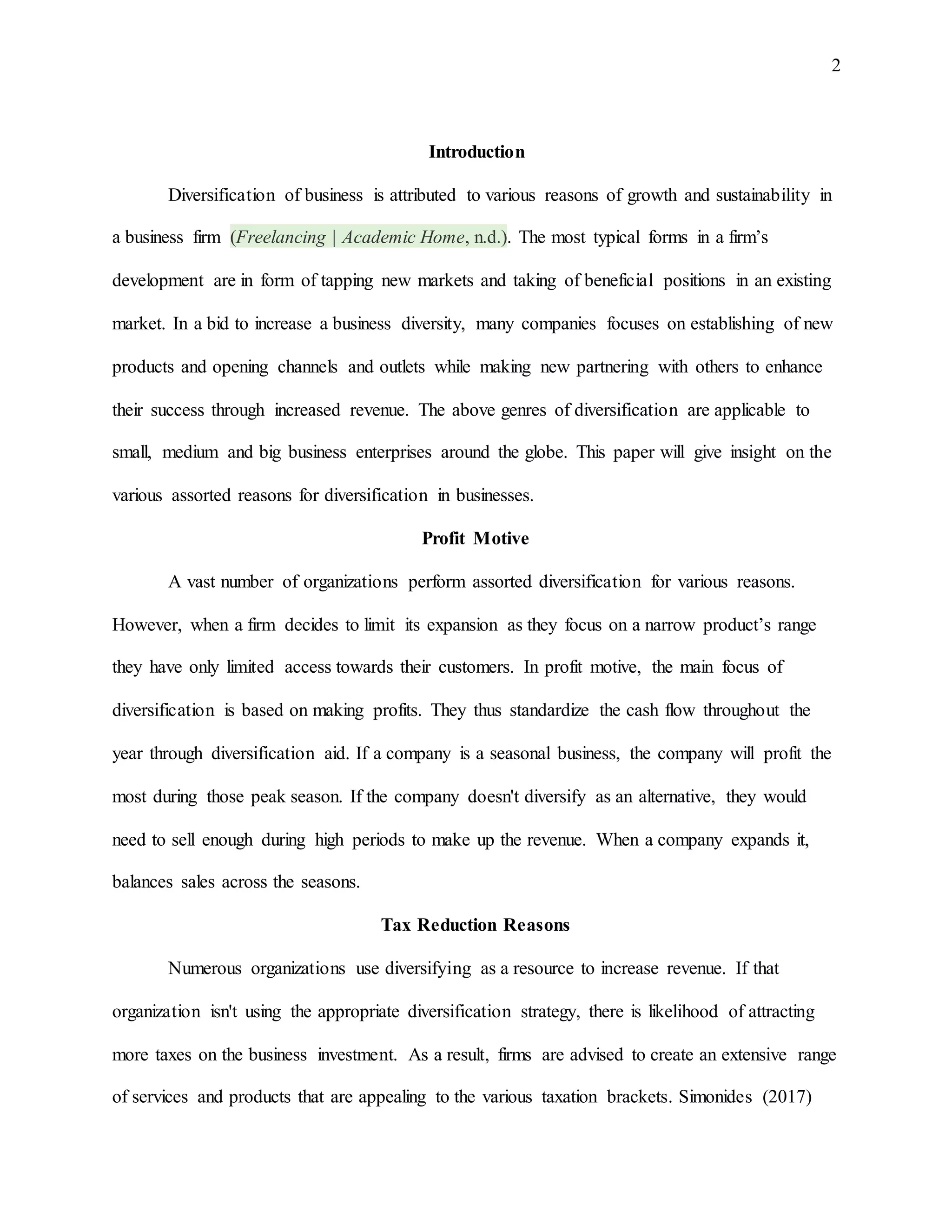 Business diversification | DOCX