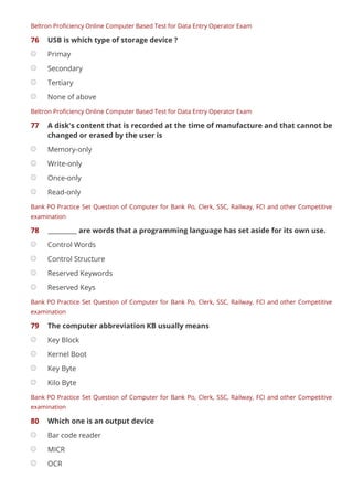 Free Practice Set by Subject Computer Awarness | PDF