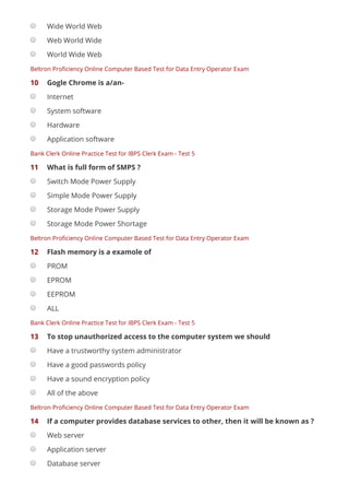 Free Practice Set by Subject Computer Awarness | PDF