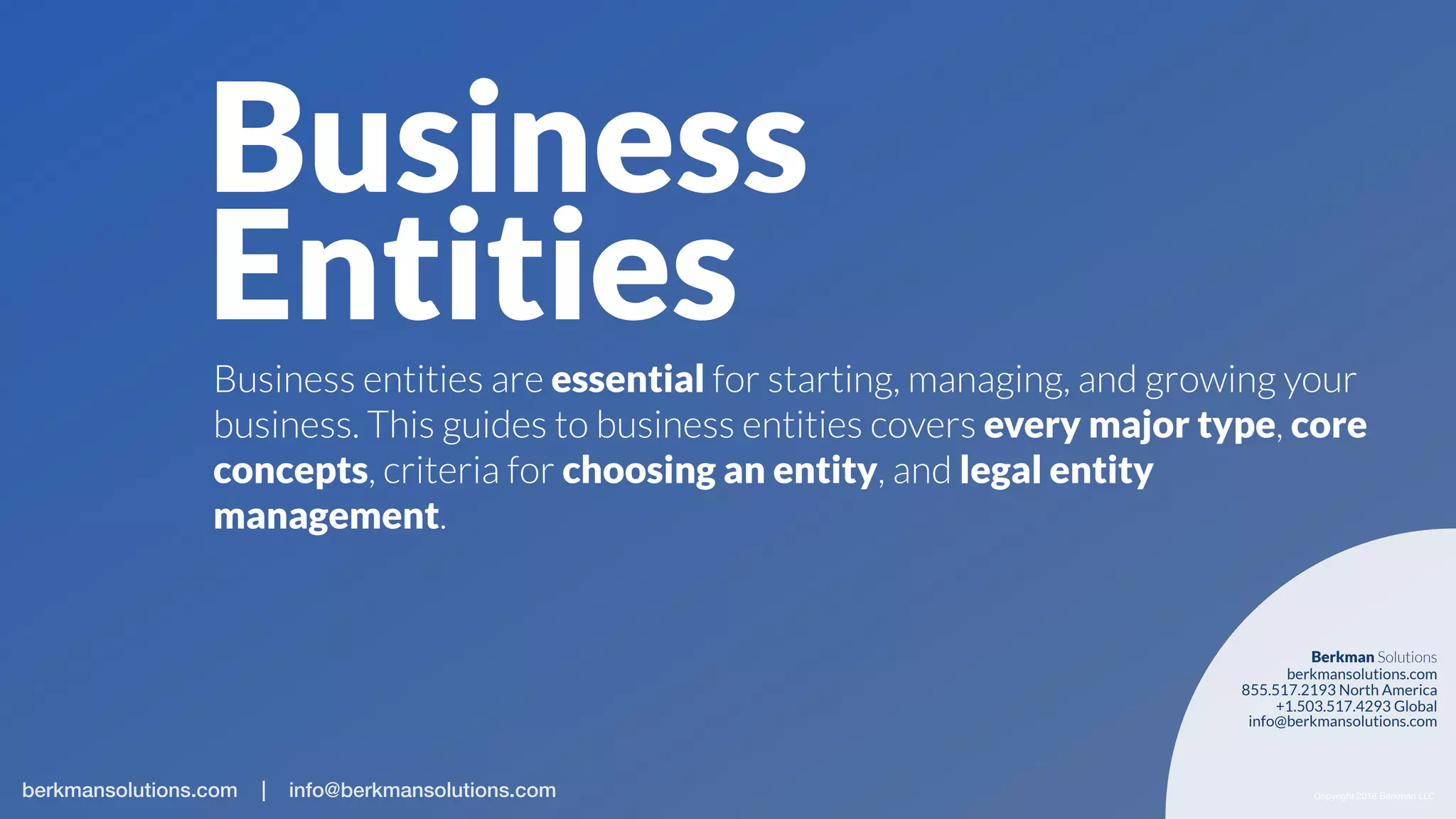 Business Entities: classify, understand, choose, and manage. | PDF