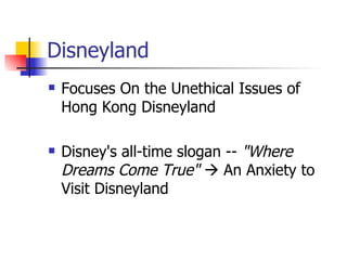 Business Ethics - Disneyland Hong Kong | PPT | Business | Business and ...