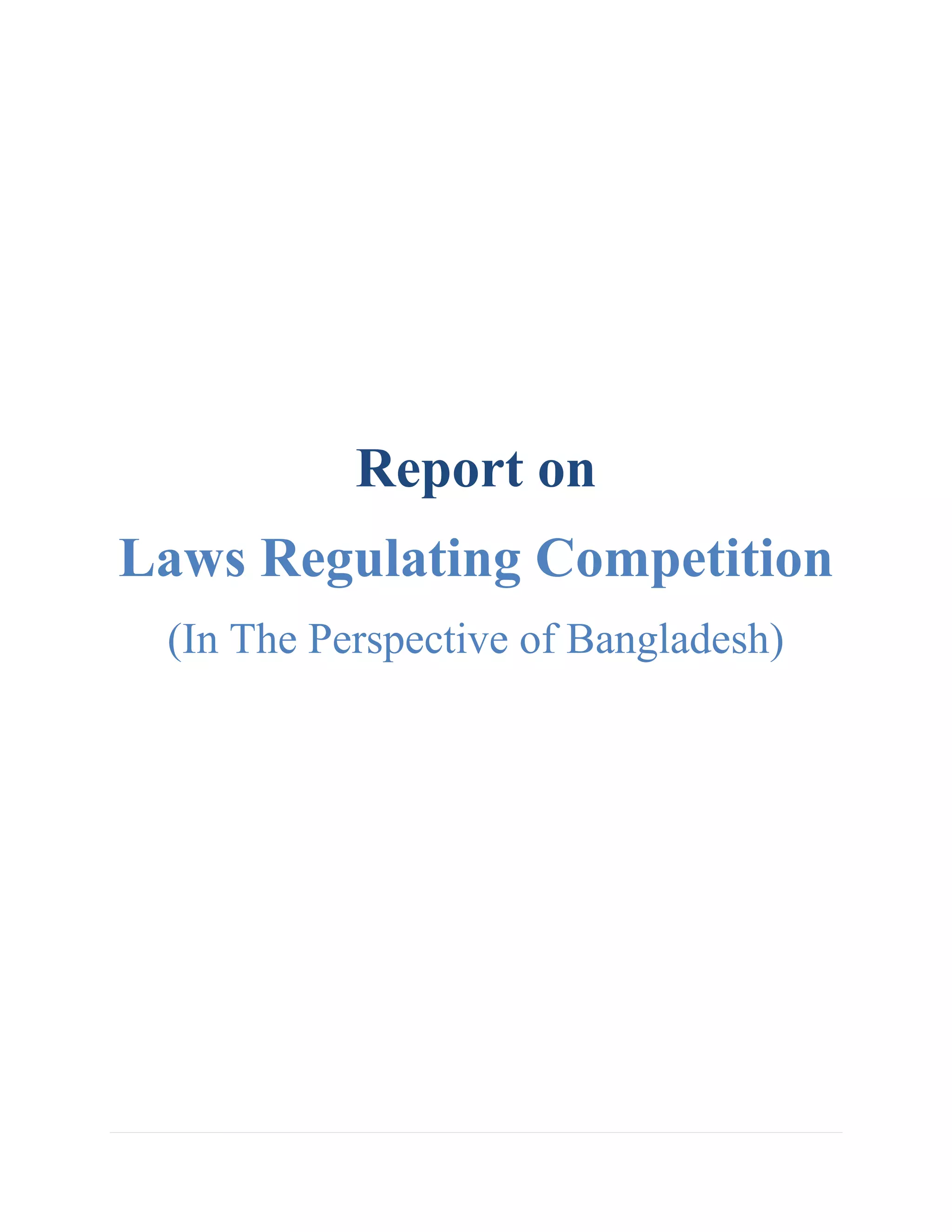 Laws Regulating Competition - In the Perspective of Bangladesh | PDF
