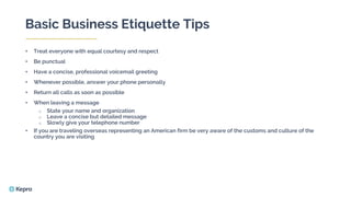 Basics of Business Etiquette for professionals | PDF