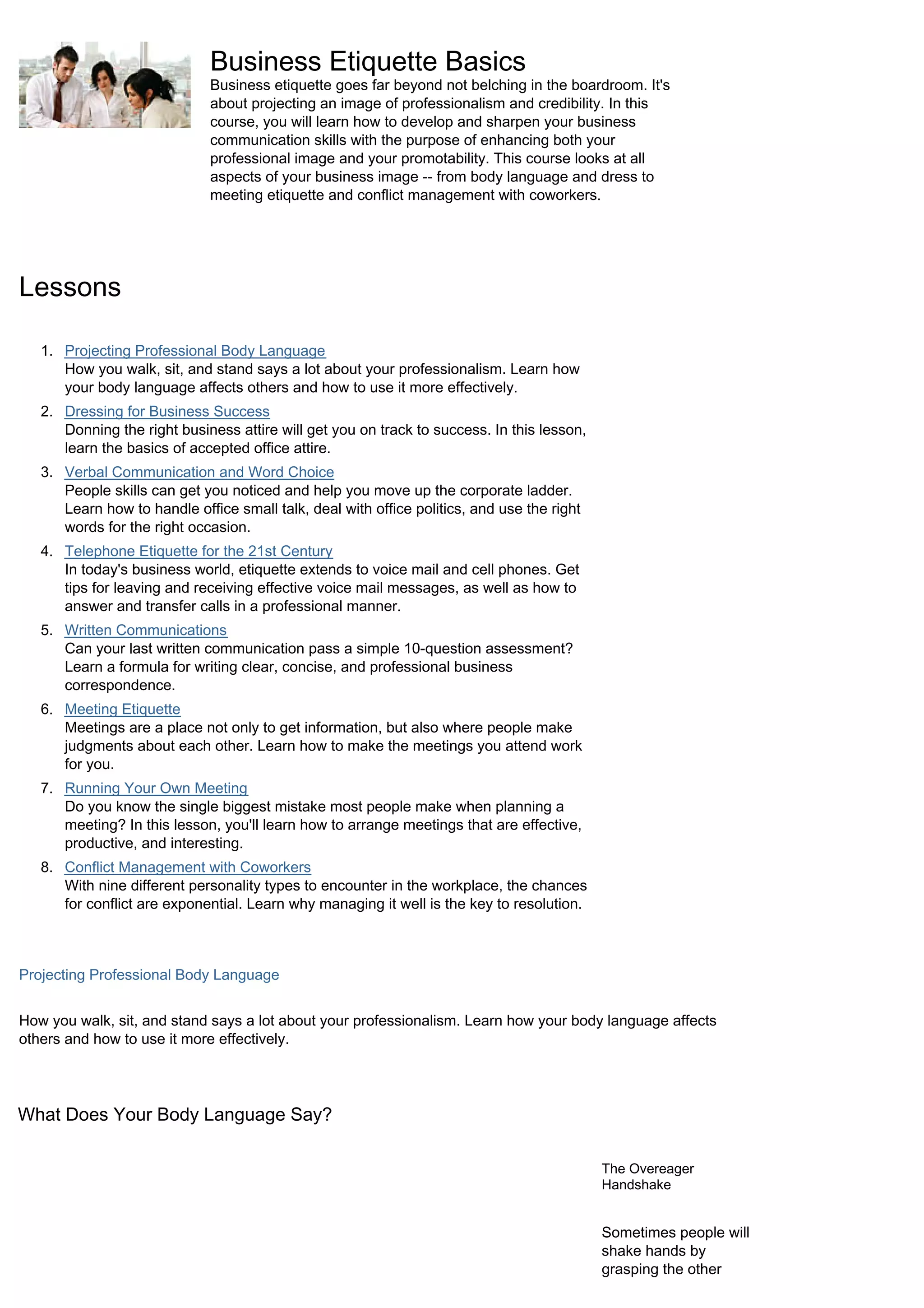 Business Etiquette Basics | PDF