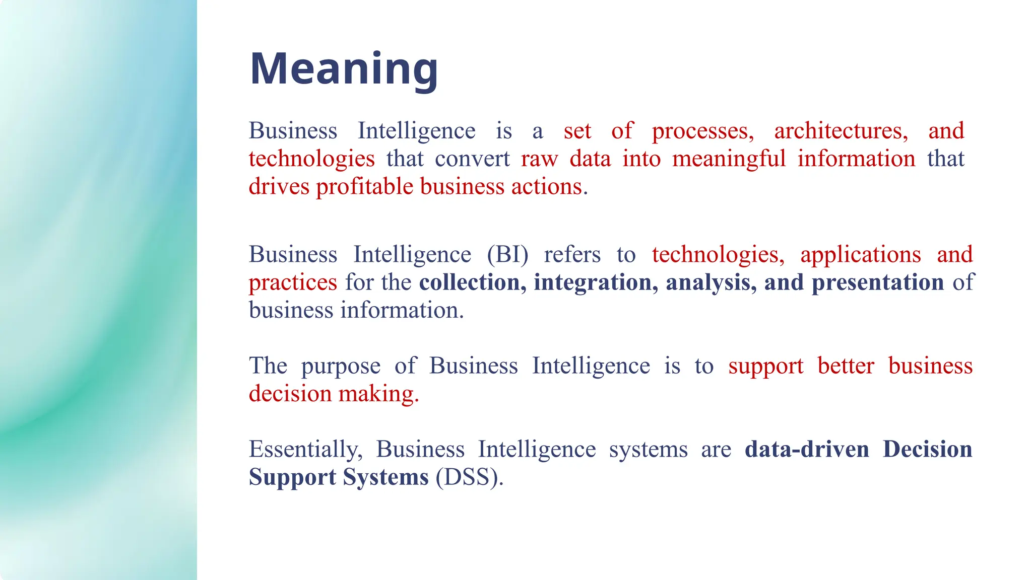 Introduction to Business Intelligence definition and types | PPTX
