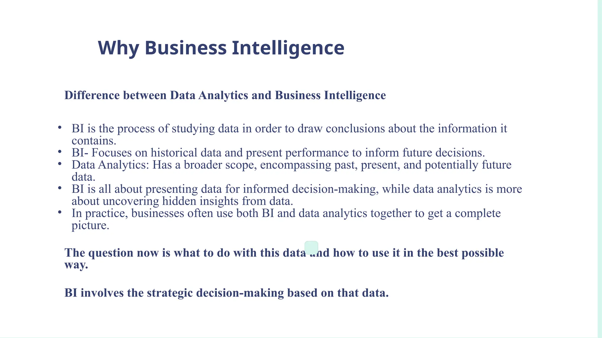 Introduction to Business Intelligence definition and types | PPTX