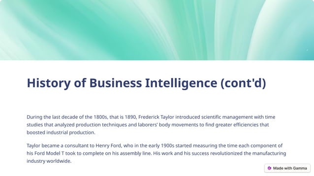 Introduction to Business Intelligence definition and types | PPT