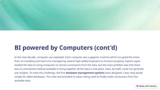 Introduction to Business Intelligence definition and types | PPTX