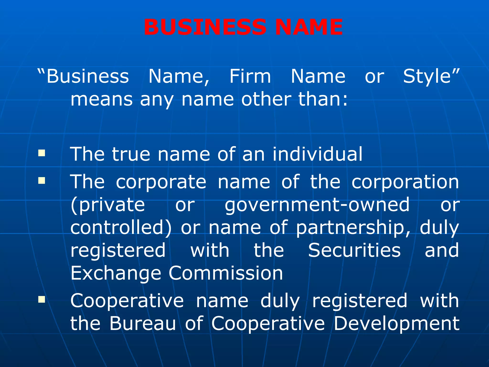 Business Name Registration | PPT