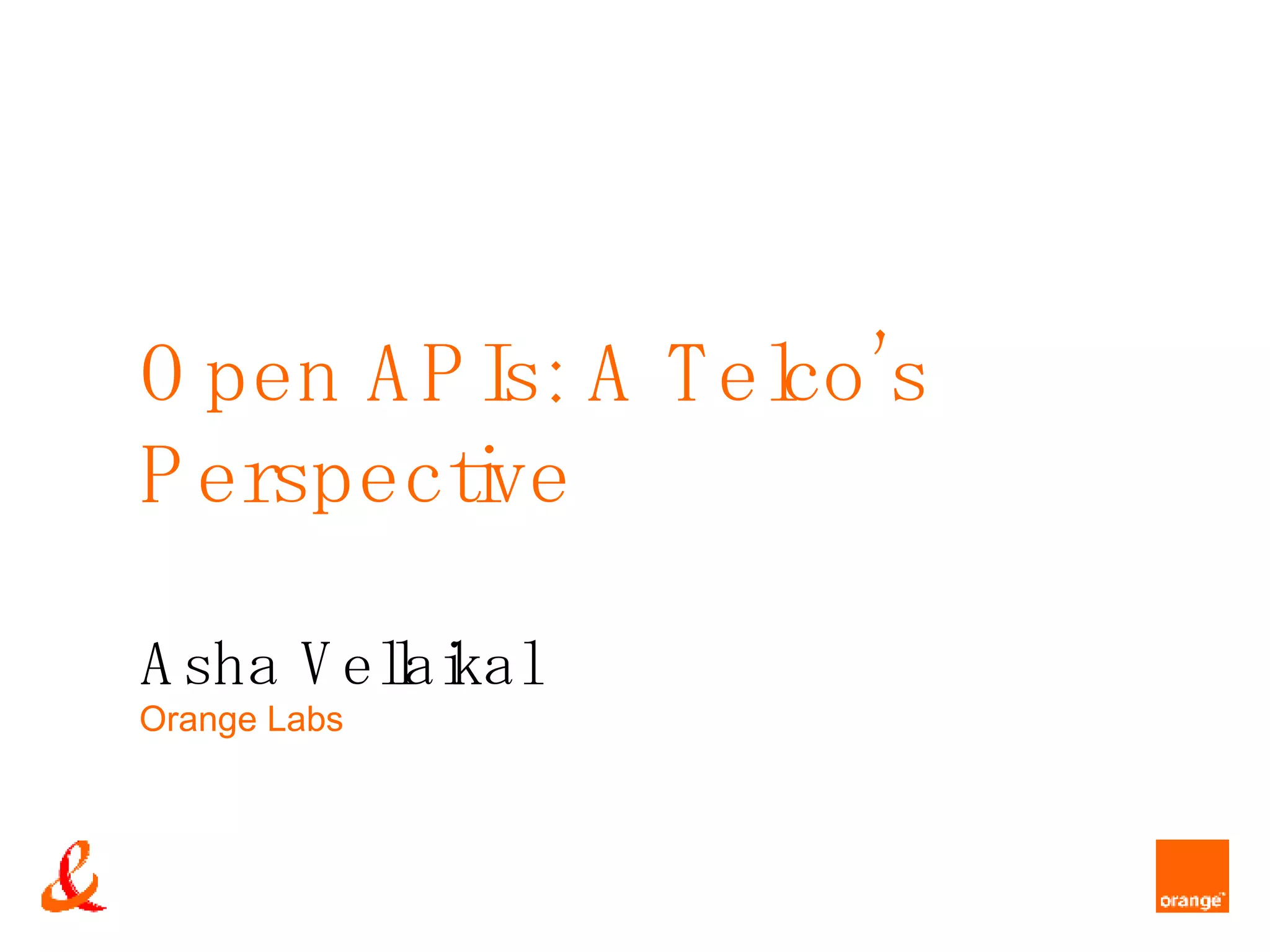 Open APIs: A Telco's Perspective | PPT