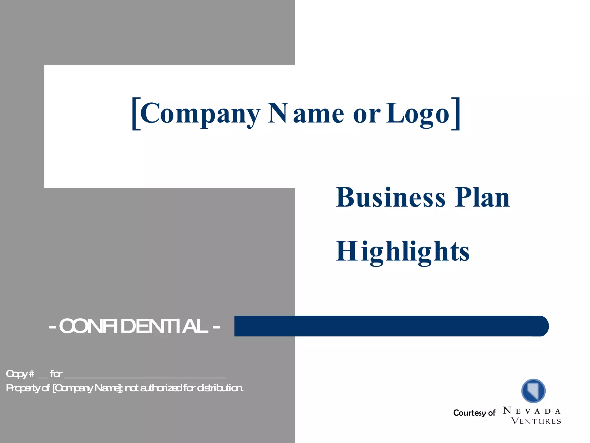 Business Plan Highlights Template | PPT