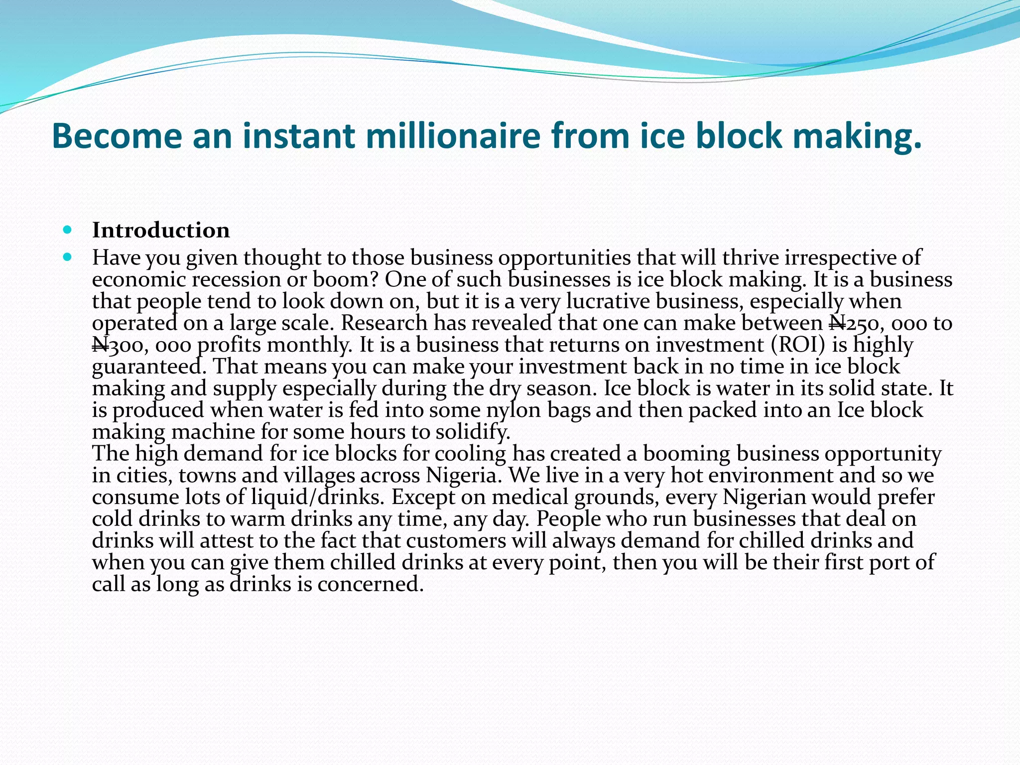 Business plan-on-ice-block-making-business-in-nigeria | PPTX