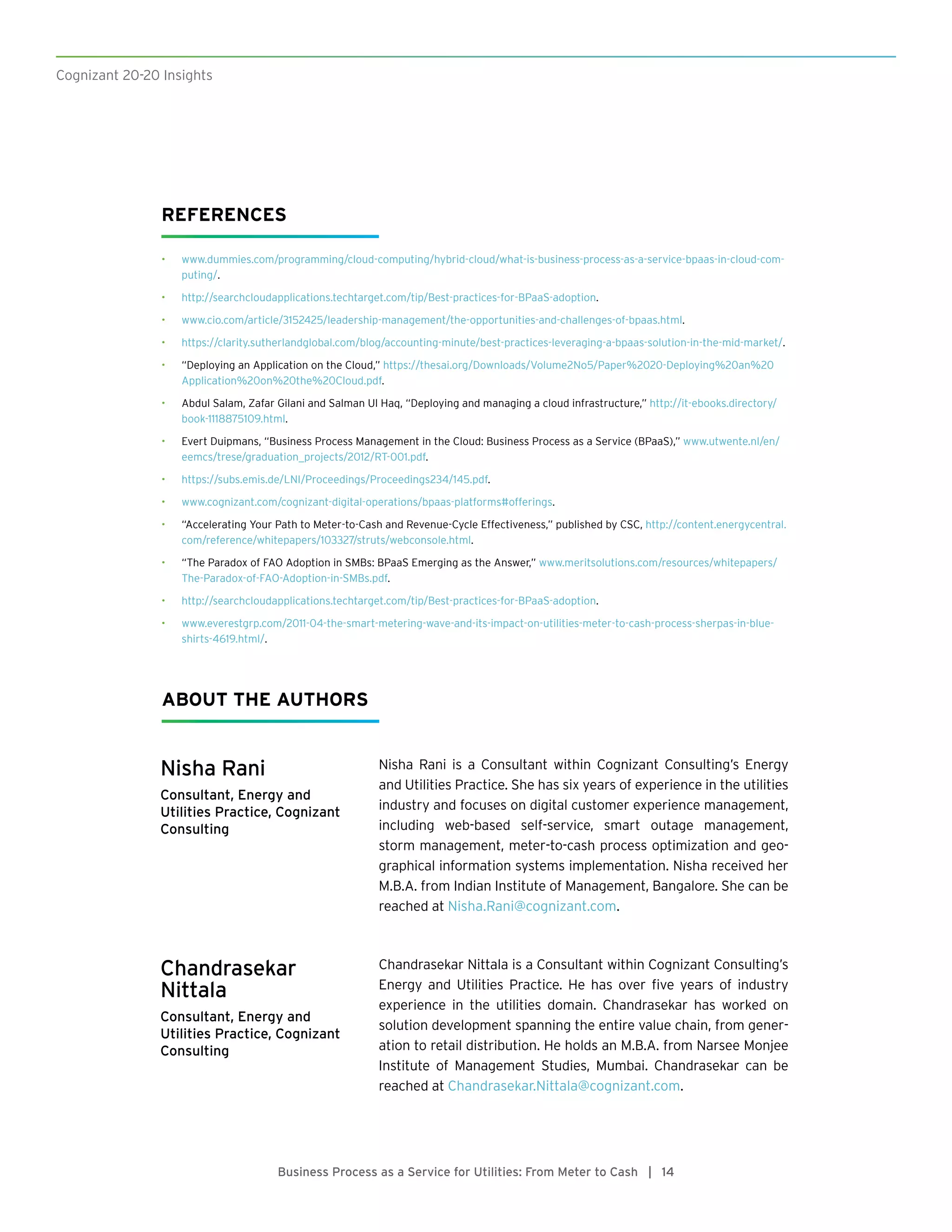 Business Process as a Service for Utilities: From Meter to Cash | PDF