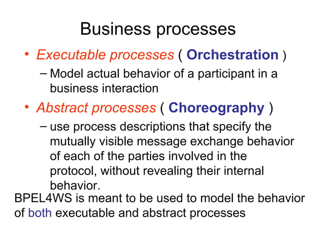 Business Process Execution Language | PPT | Web Development | Internet