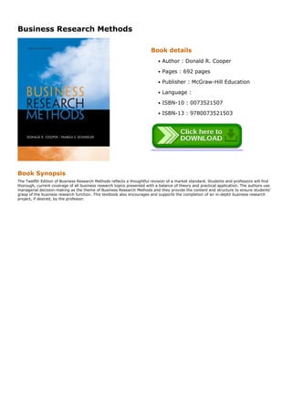 Business Research Methods | PDF