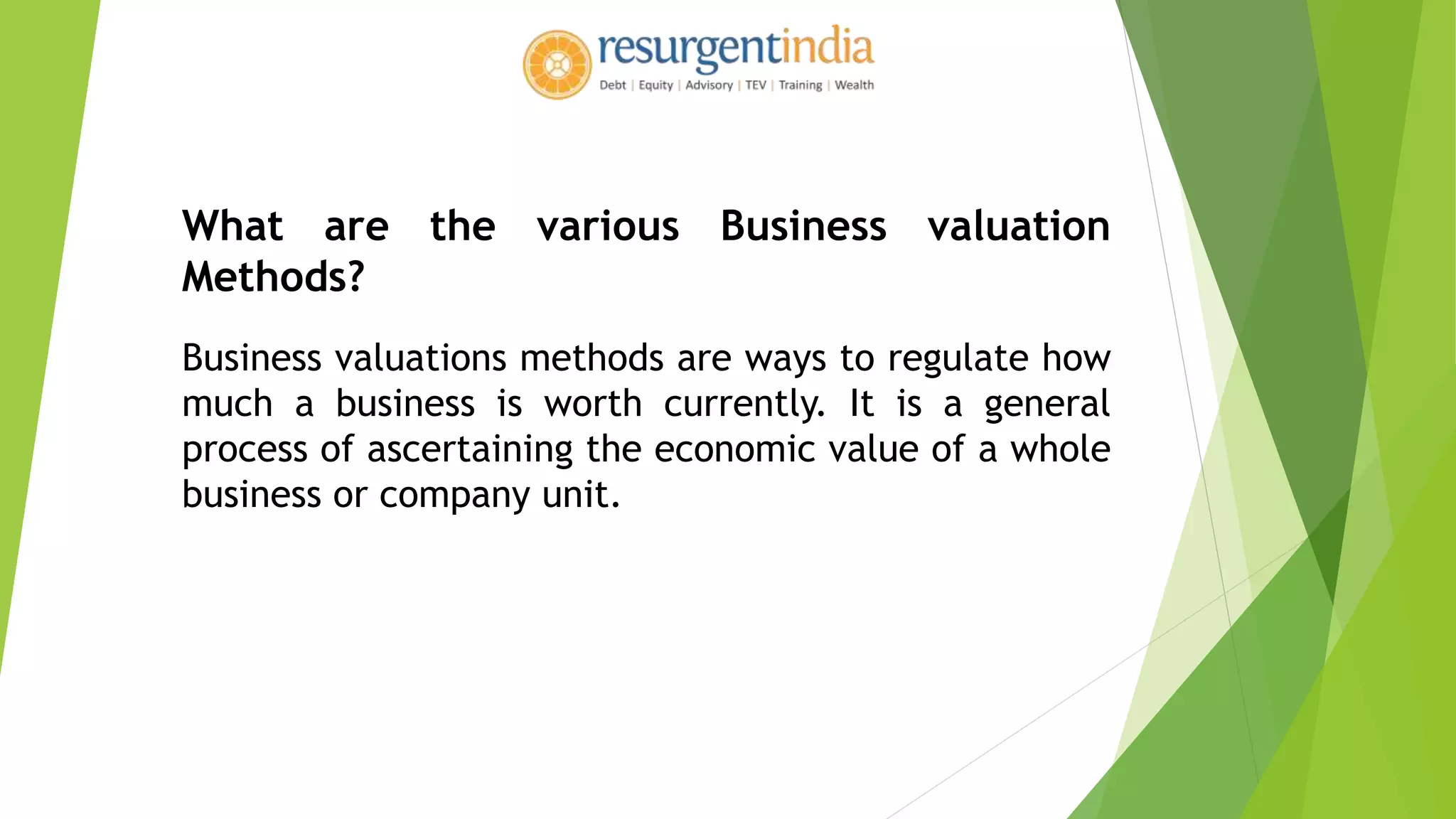 Various Methods of Business valuation | PPT
