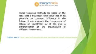 Various Methods of Business valuation | PPT