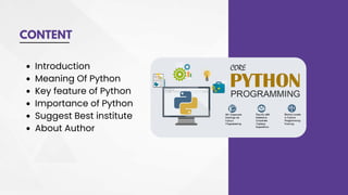 What is Python ? Why its important ? Institute for Python Course. | PPT