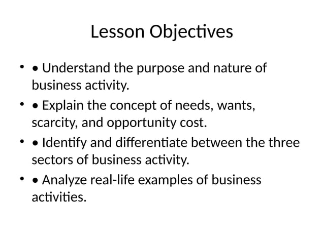 IGCSE BUSINESS STUDIES 0450 Chapter 1 presentation | PPTX