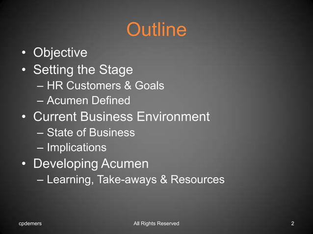 Business Acumen For Hr Long | PPT