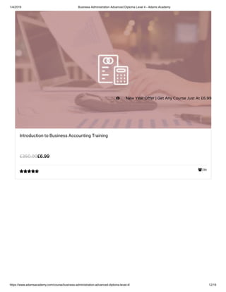 Business Administration Advanced Diploma Level 4 - Adamsacademy | PDF