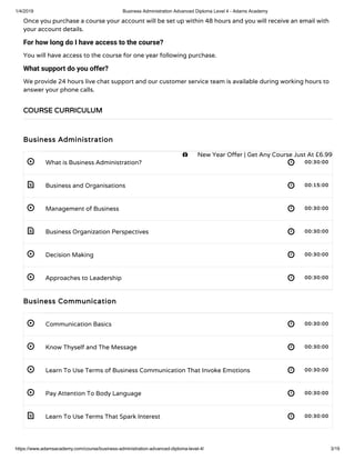 Business Administration Advanced Diploma Level 4 - Adamsacademy | PDF