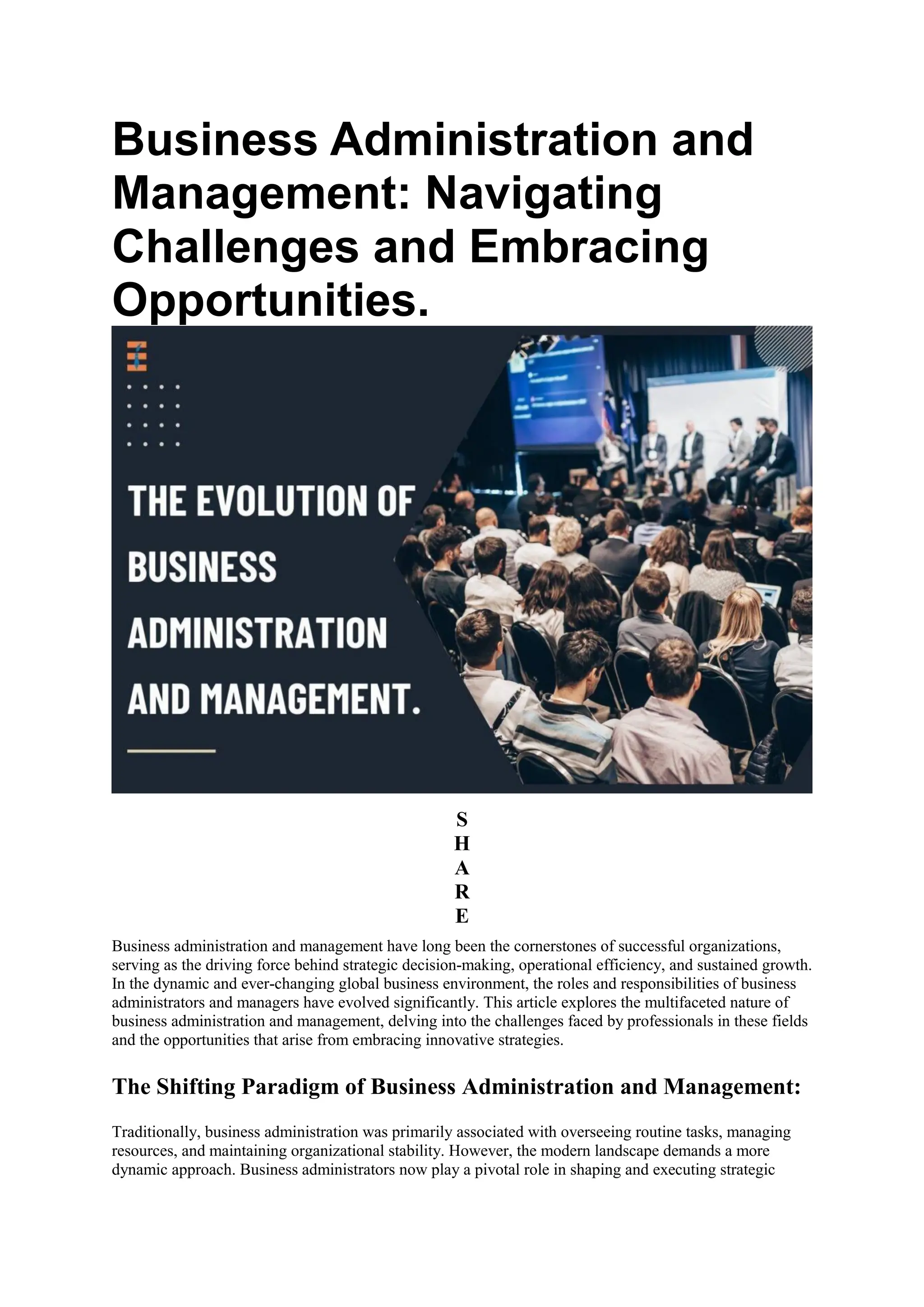 Business Administration and Management: Navigating Challenges and ...