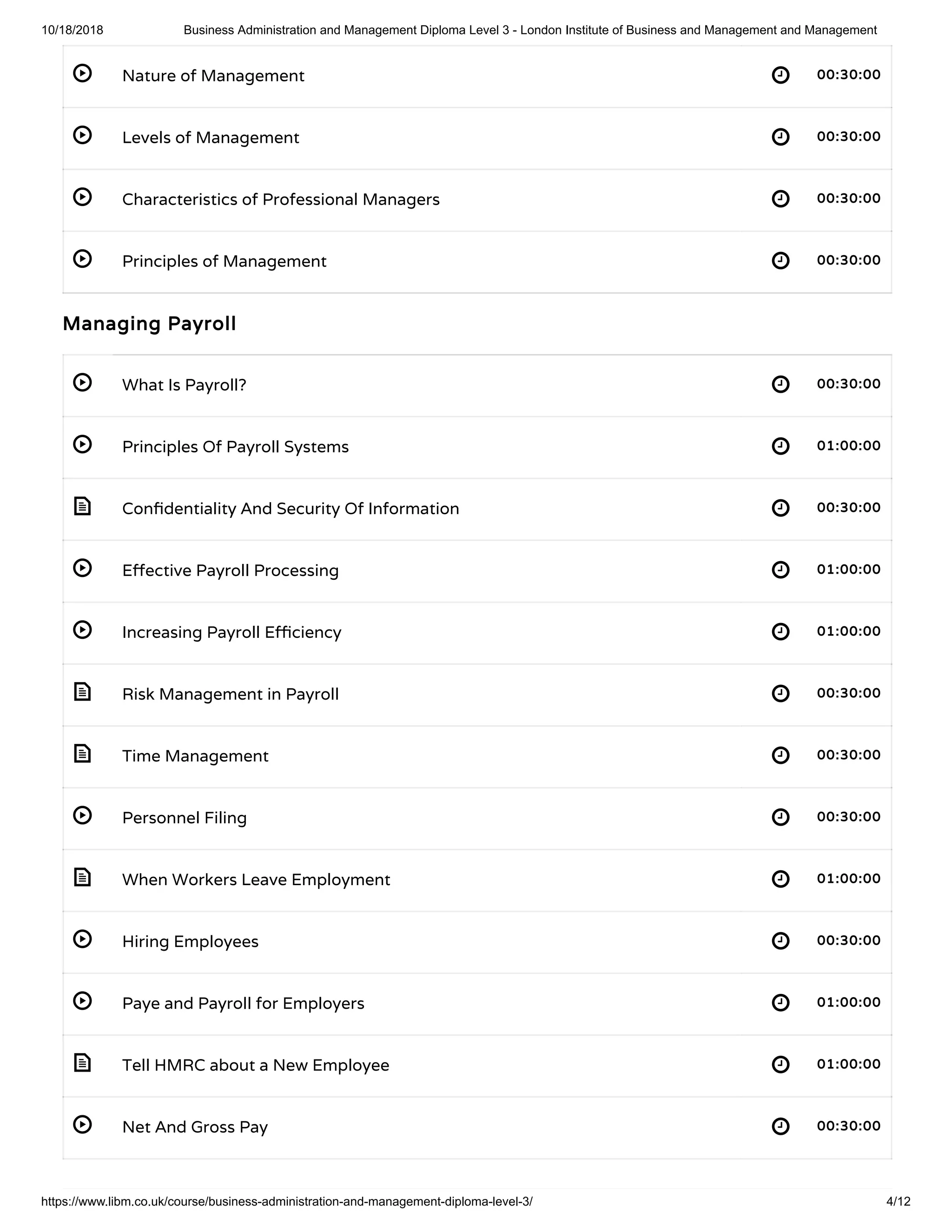 Business Administration and Management Diploma Level 3 - LIBM | PDF