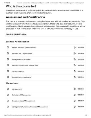 Business Administration and Management Diploma Level 3 - LIBM | PDF