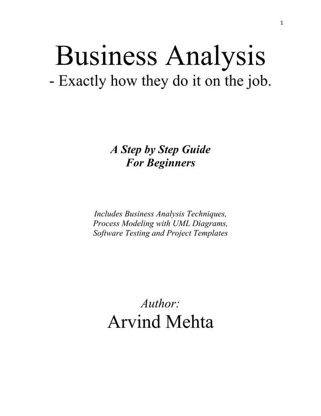 Business Analysis Book By Arvind Mehta | PDF