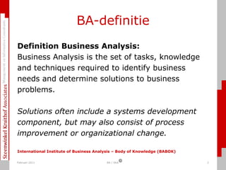 Business analysis: een introductie | PPTX