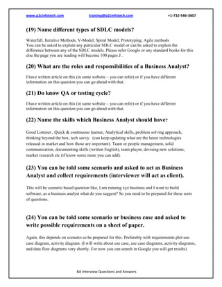 Business analysis interview question and answers | DOCX | Business ...