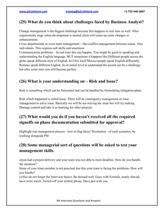 Business analysis interview question and answers | DOCX