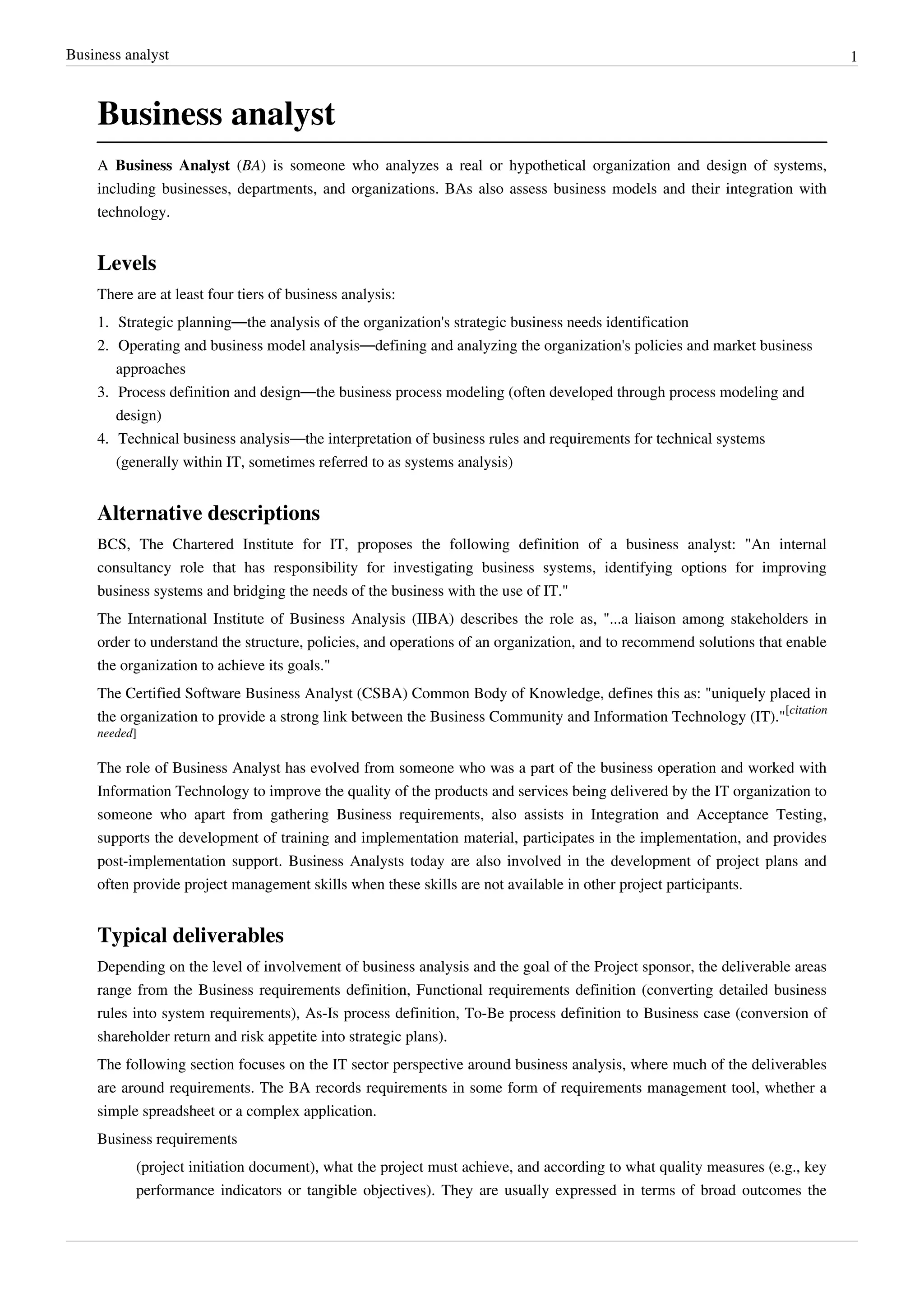 Business analyst | PDF