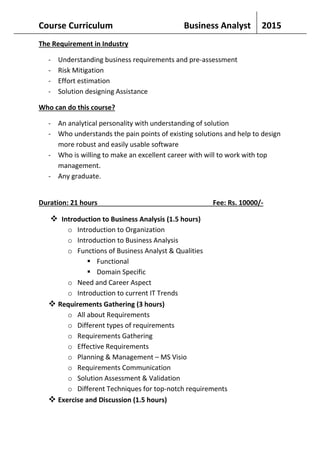 Business analyst course curriculum | PDF | Business Administration ...