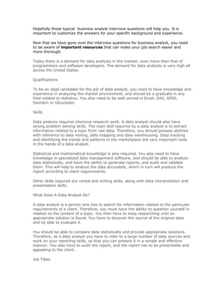 Business analyst interview questions | PDF