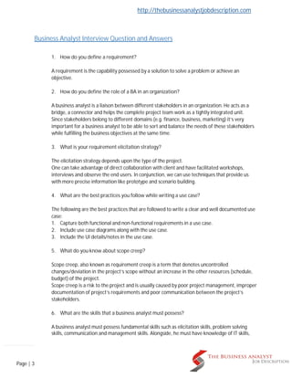 Business analyst interview questions and answers | PDF | Business | Business and Finance