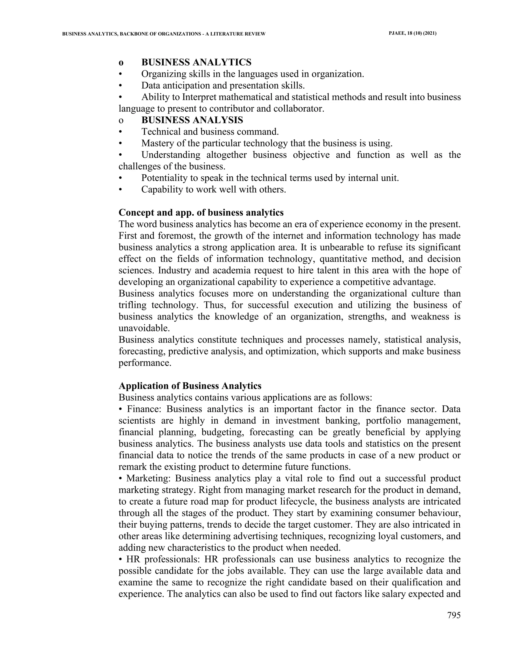 BUSINESS ANALYTICS, BACKBONE OF ORGANIZATIONS - A LITERATURE REVIEW.pdf