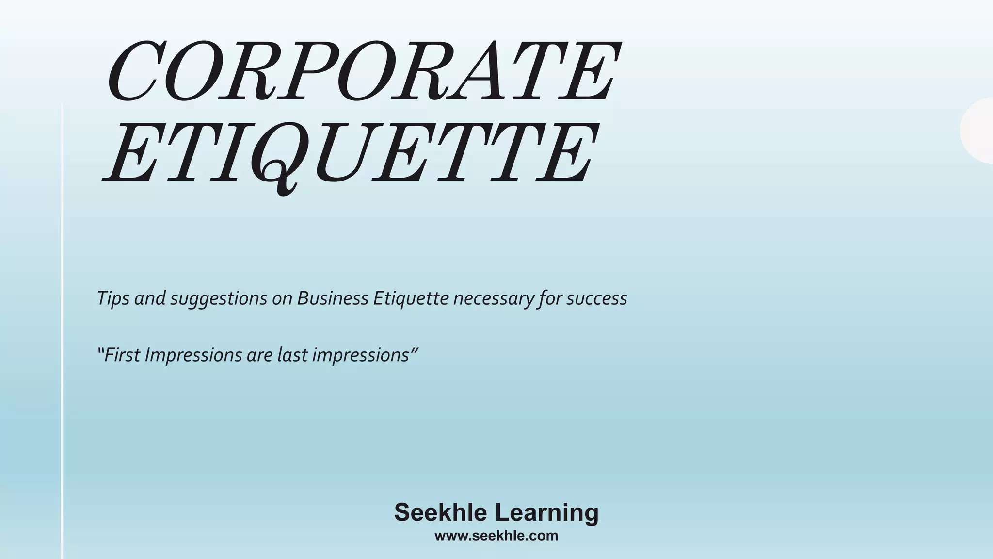 Business and corporate etiquette | PPTX