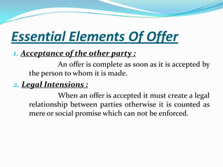 Business and industrial law part 1 - offer and acceptance - chapter 2 ...
