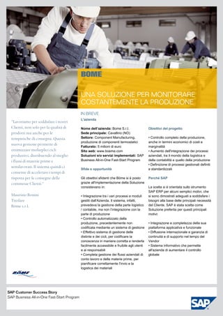 Business Case SAP Fast-Start: Bome Srl | PDF | Logistics | Business