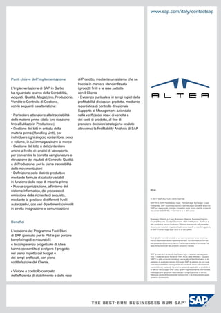 Business Case SAP FAST-START: GARBO Srl | PDF