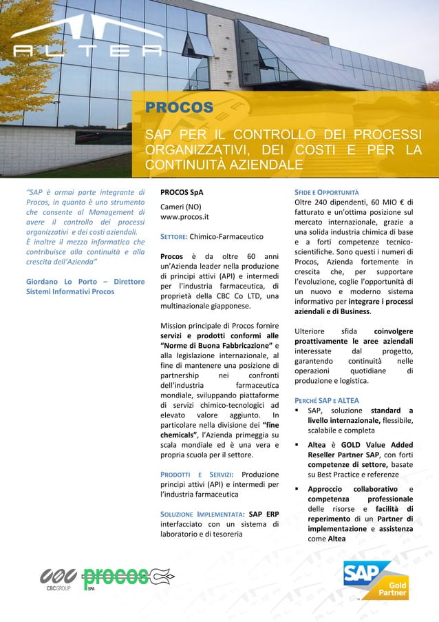Business Case SAP ERP: Procos SpA | PDF | Logistics | Business